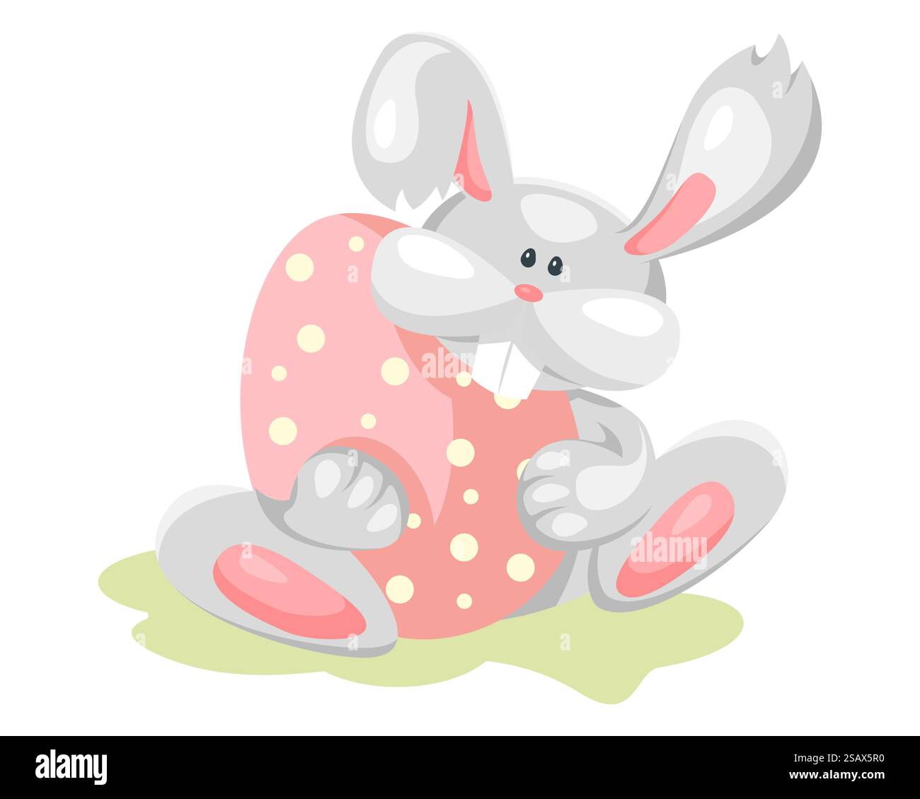 Cute Easter bunny with an egg. Festive spring clipart or sticker ...