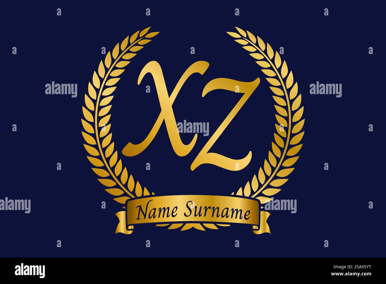 Initial letter X and Z, XZ monogram logo design with laurel wreath ...