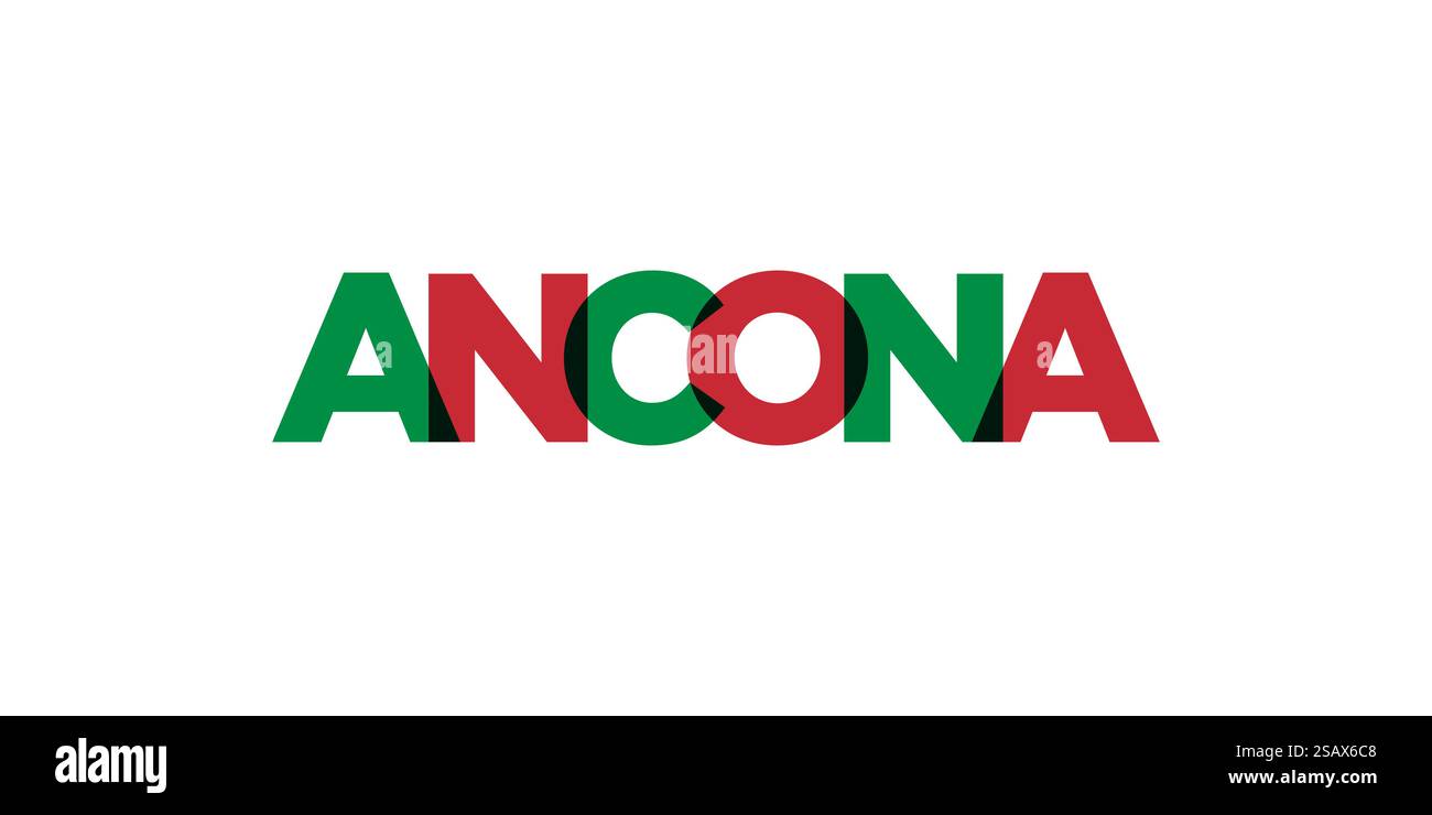 Ancona in the Italia emblem for print and web. Design features geometric style, vector ...