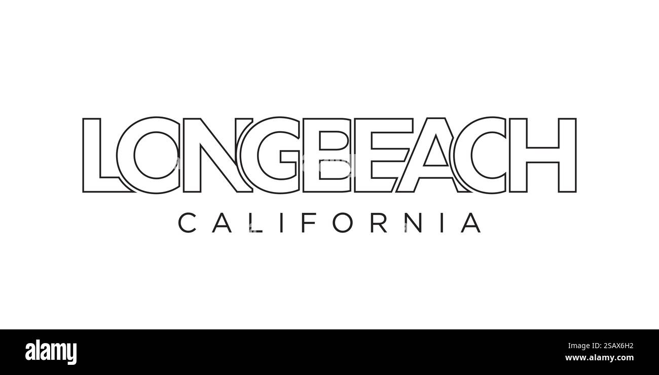 Long Beach, California, USA typography slogan design. America logo with ...
