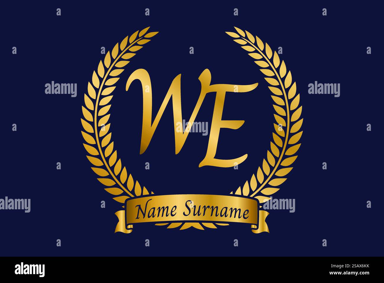 Initial letter W and E, WE monogram logo design with laurel wreath ...