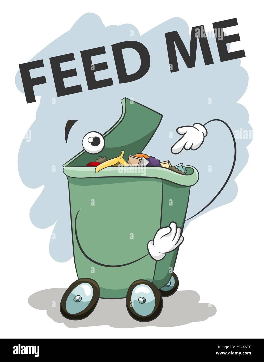 Slogan throw garbage in the trash can clean zone. Vector illustration ...