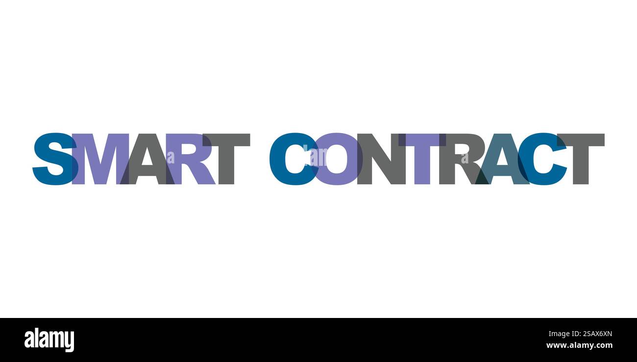 Smart contract business card text. Modern lettering poster. Color word ...