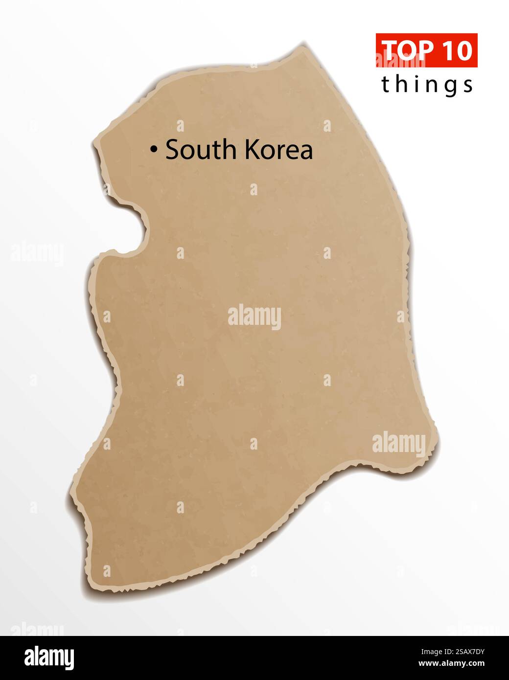 South Korea map vector. Korean maps craft paper texture. Empty template ...