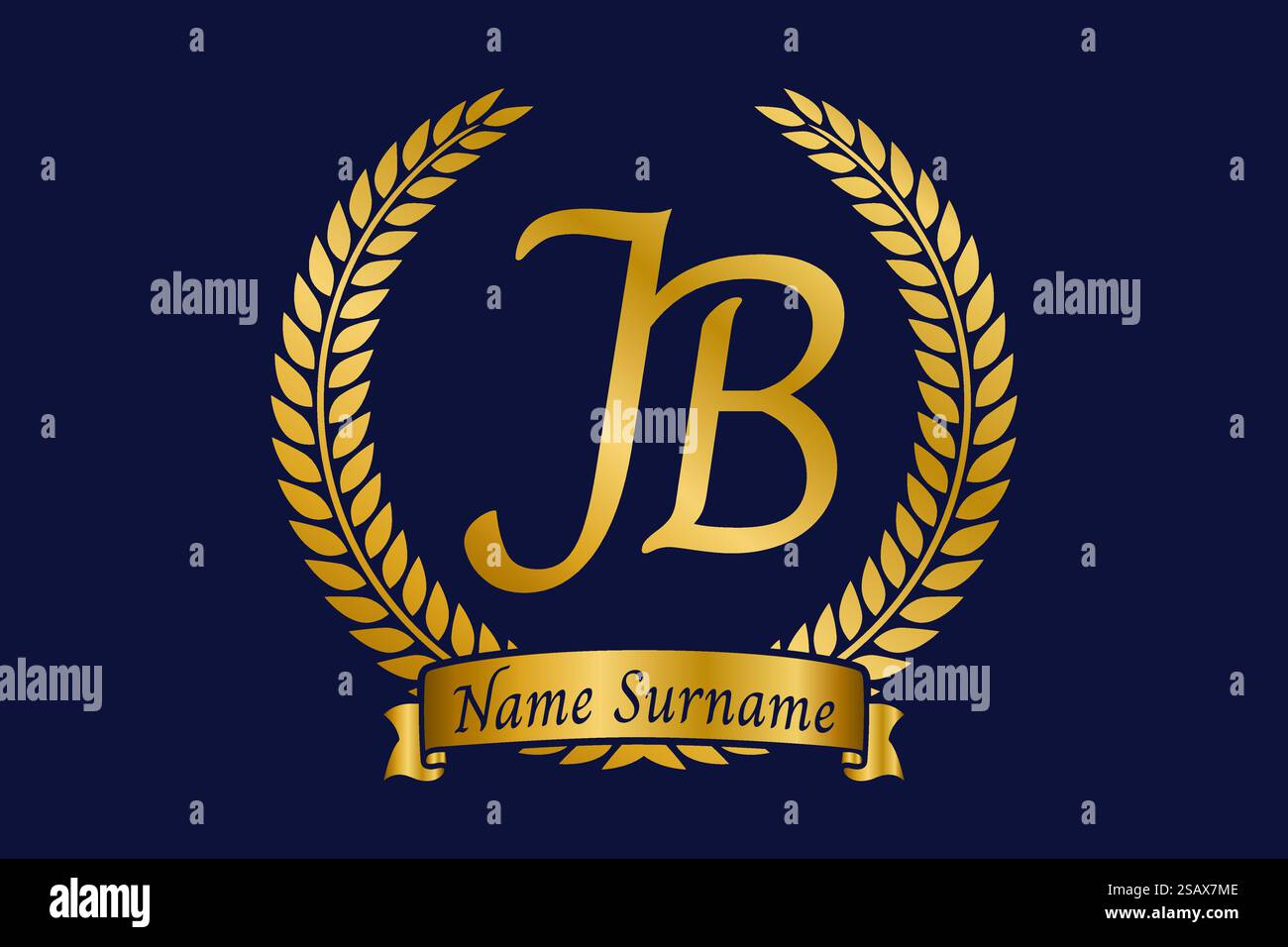 Initial letter J and B, JB monogram logo design with laurel wreath ...