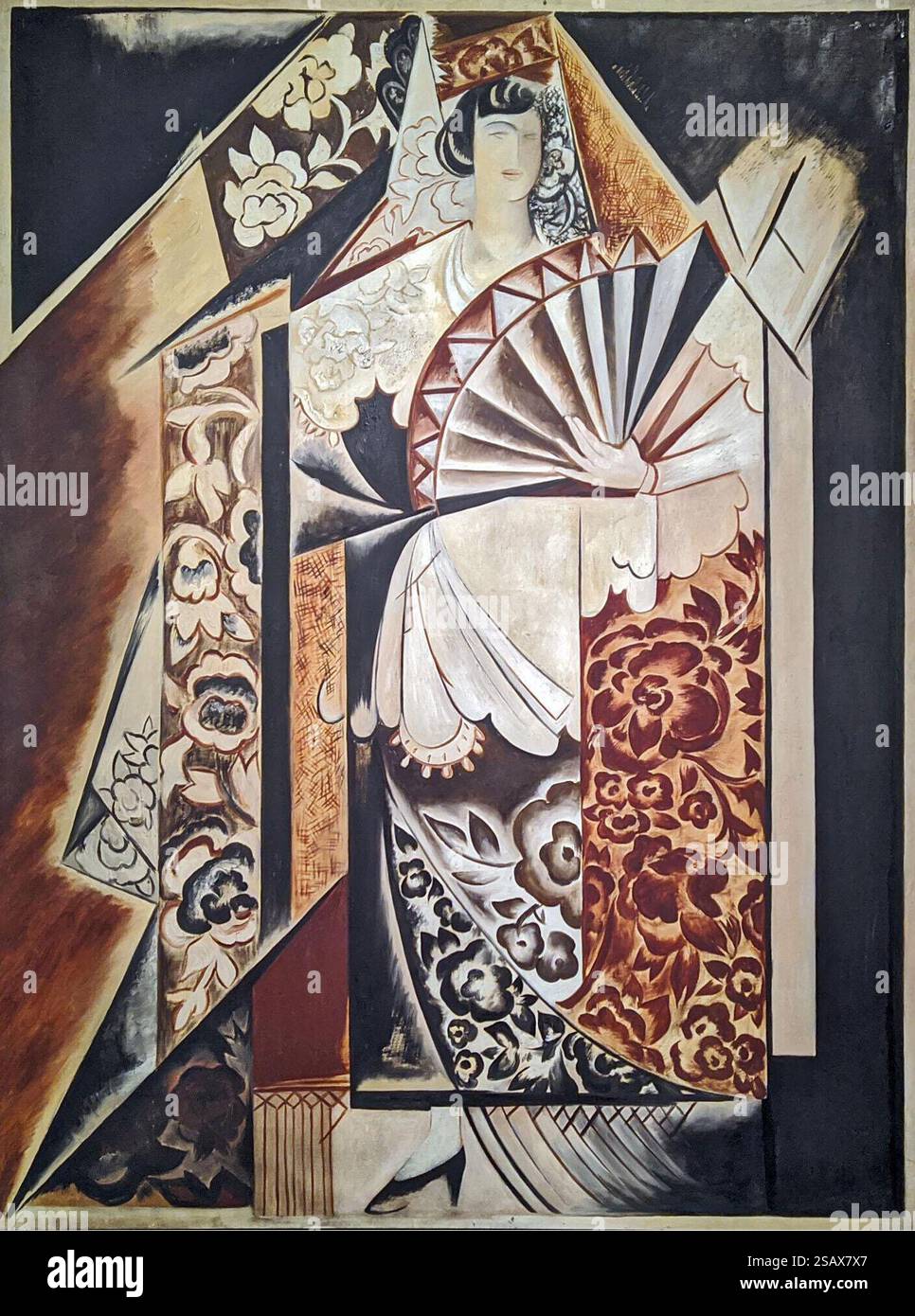 Natalia Goncharova/ Spanish Woman with a Fan, 1925. Oil painting on canvas Stock Photo - Alamy