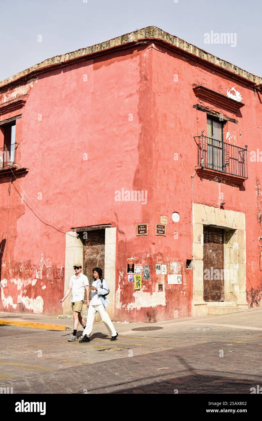 Oaxaca, Mexico. Tourists walking in the historic center of Oaxaca City ...