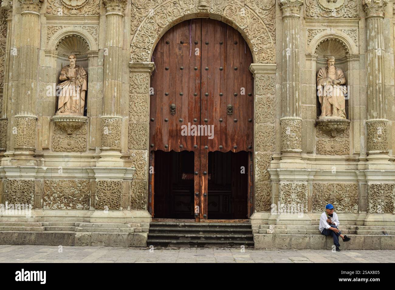 Oaxaca, Mexico. Colonial facade of the catholic cathedral of Oaxaca ...
