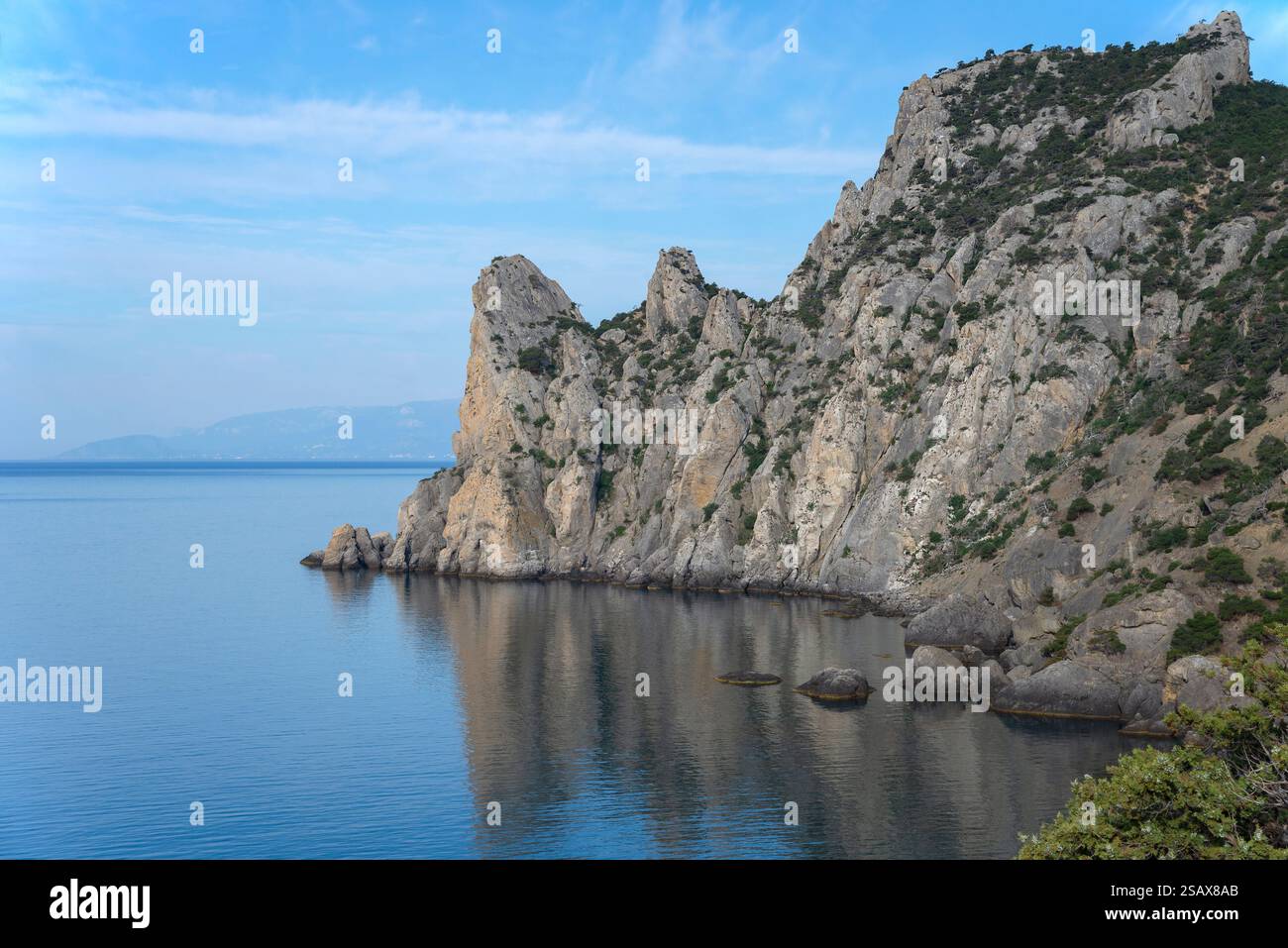 Mount Karaul-Both. Blue (Tsar) bay, Novy Svet settlement, Crimea Stock ...