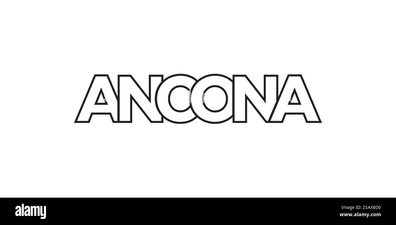 Ancona in the Italia emblem for print and web. Design features geometric style, vector ...