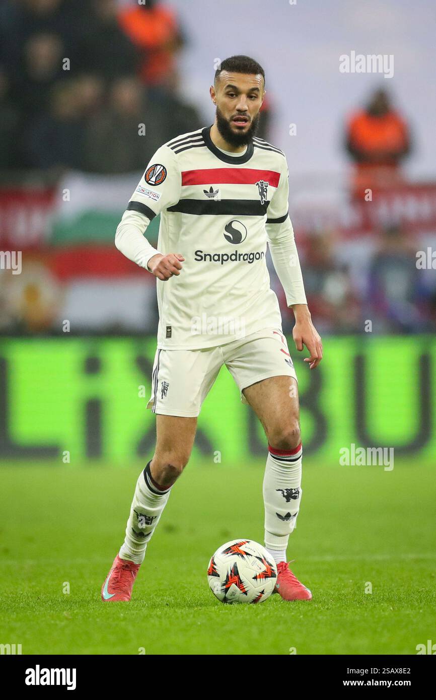 Bucharest, Romania. 30th Jan, 2025. Manchester United defender Noussair ...