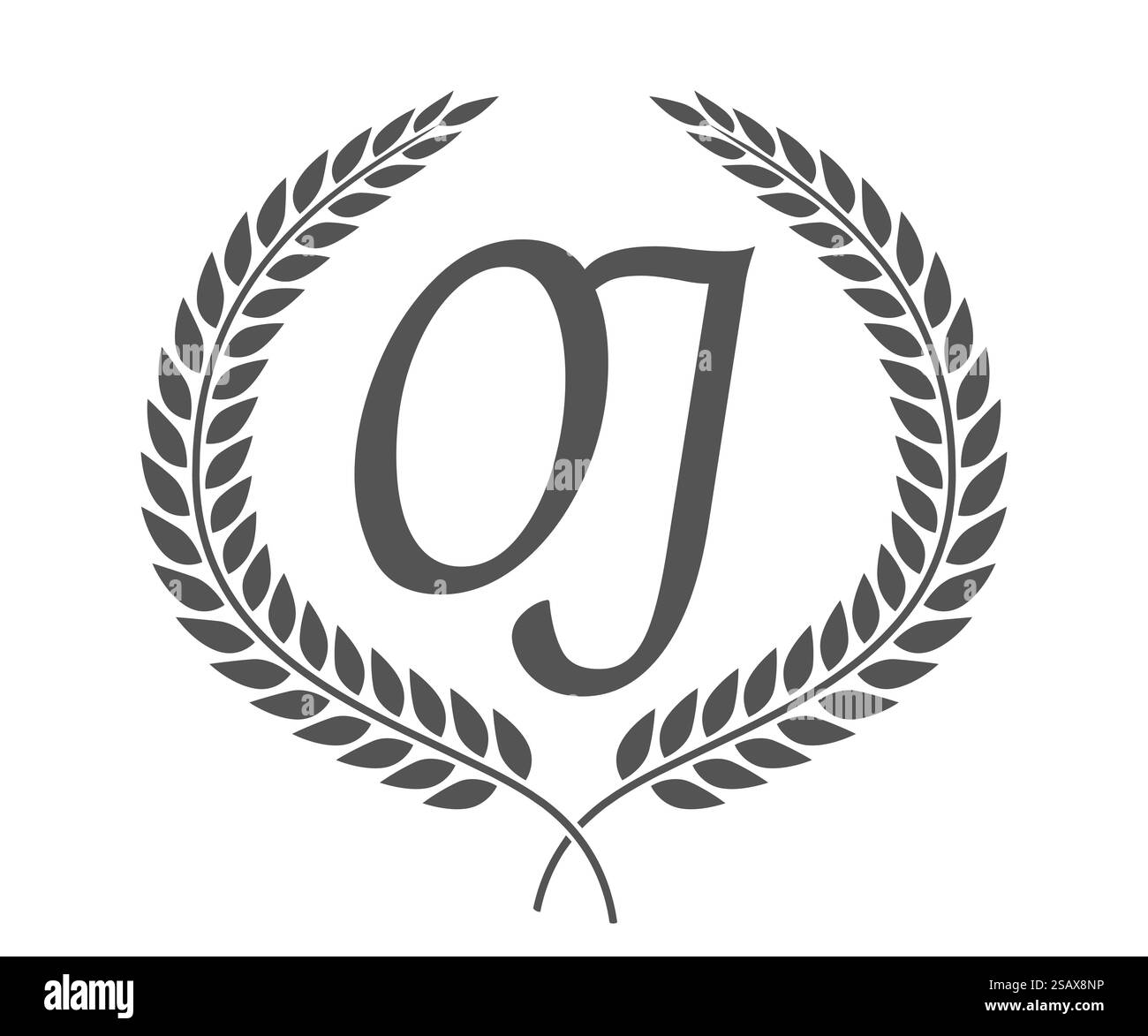 Initial letter O and J, OJ monogram logo design with laurel wreath ...