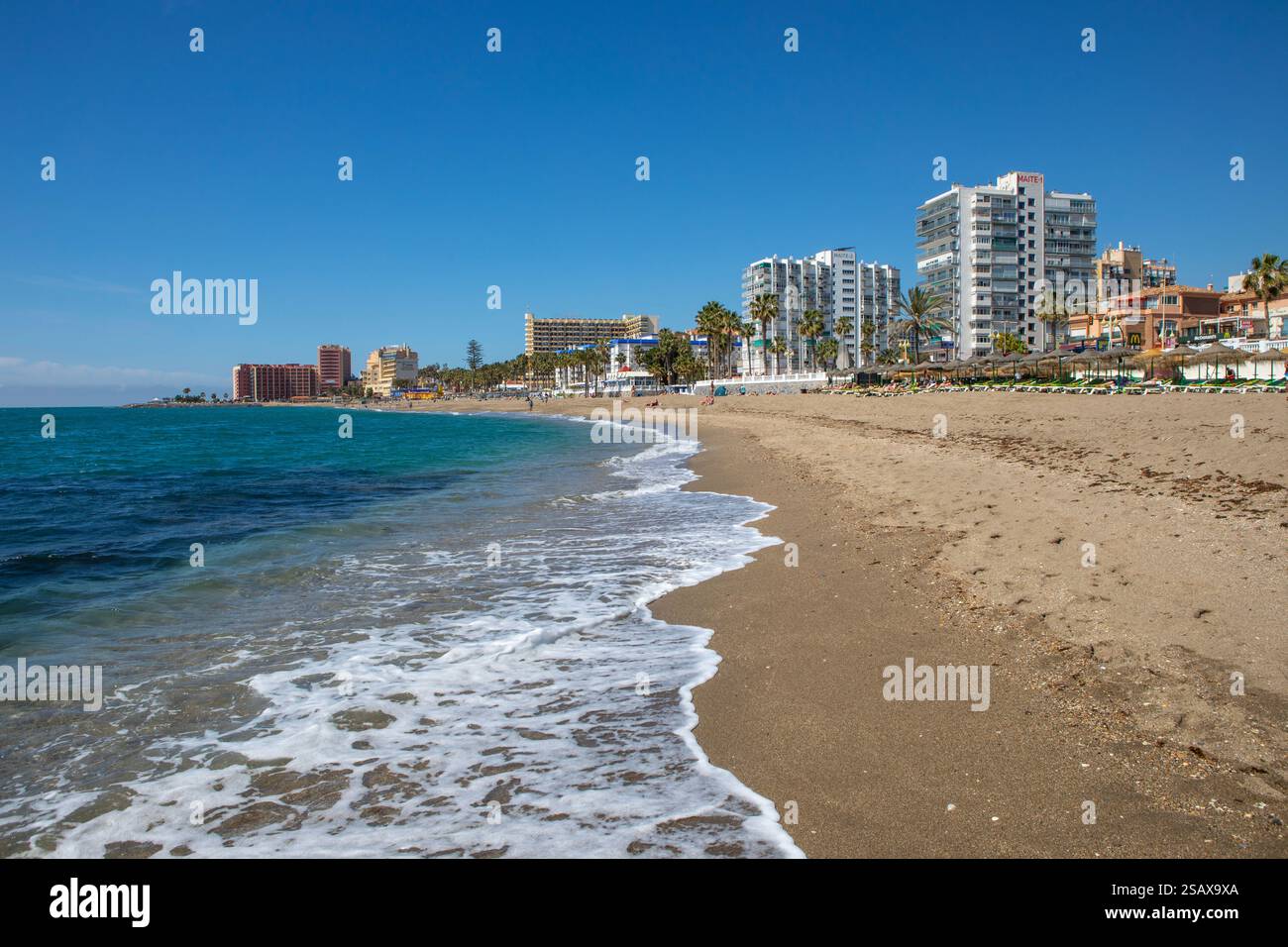 Benalmadena, Spain - April 25th 2024: The gorgeous view of Playa de Bil ...