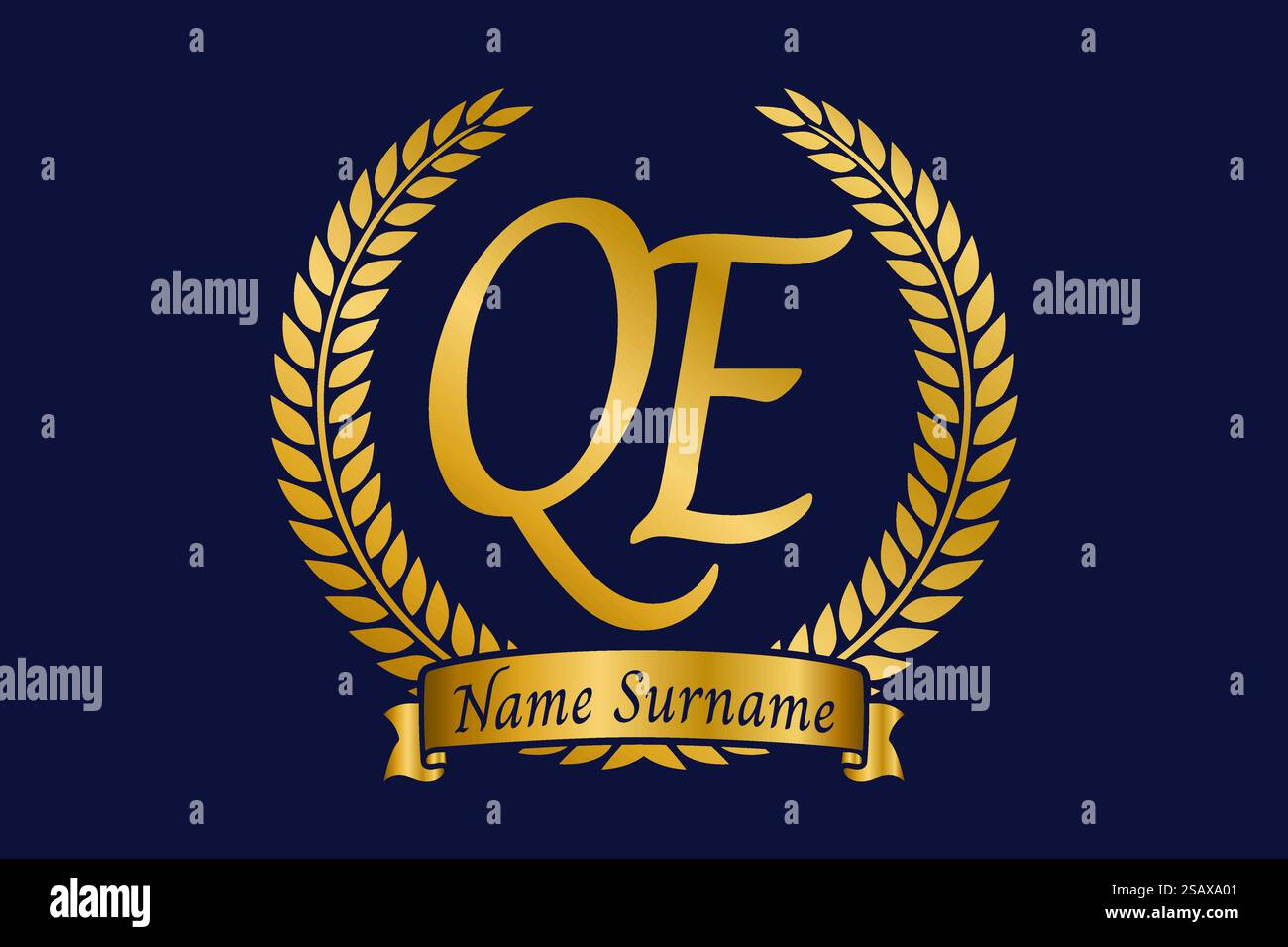 Initial letter Q and E, QE monogram logo design with laurel wreath ...