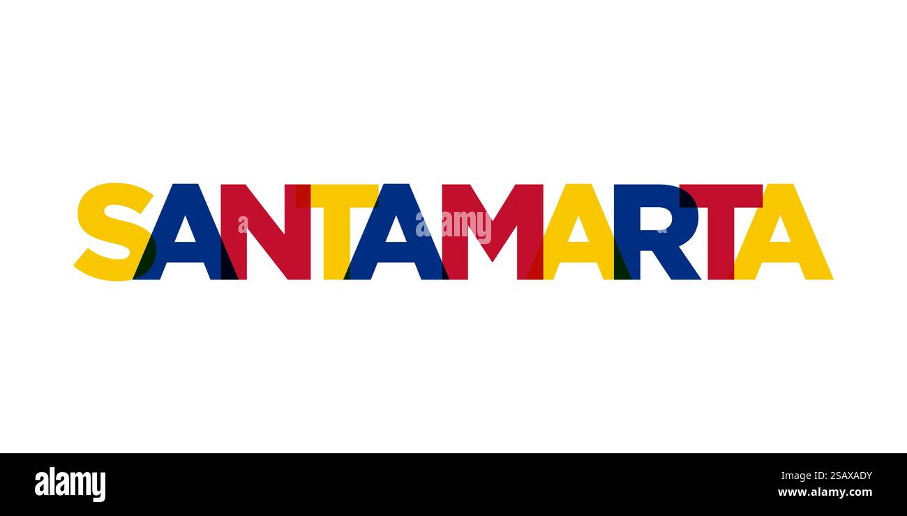 Santa Marta in the Colombia emblem for print and web. Design features geometric style, vector ...