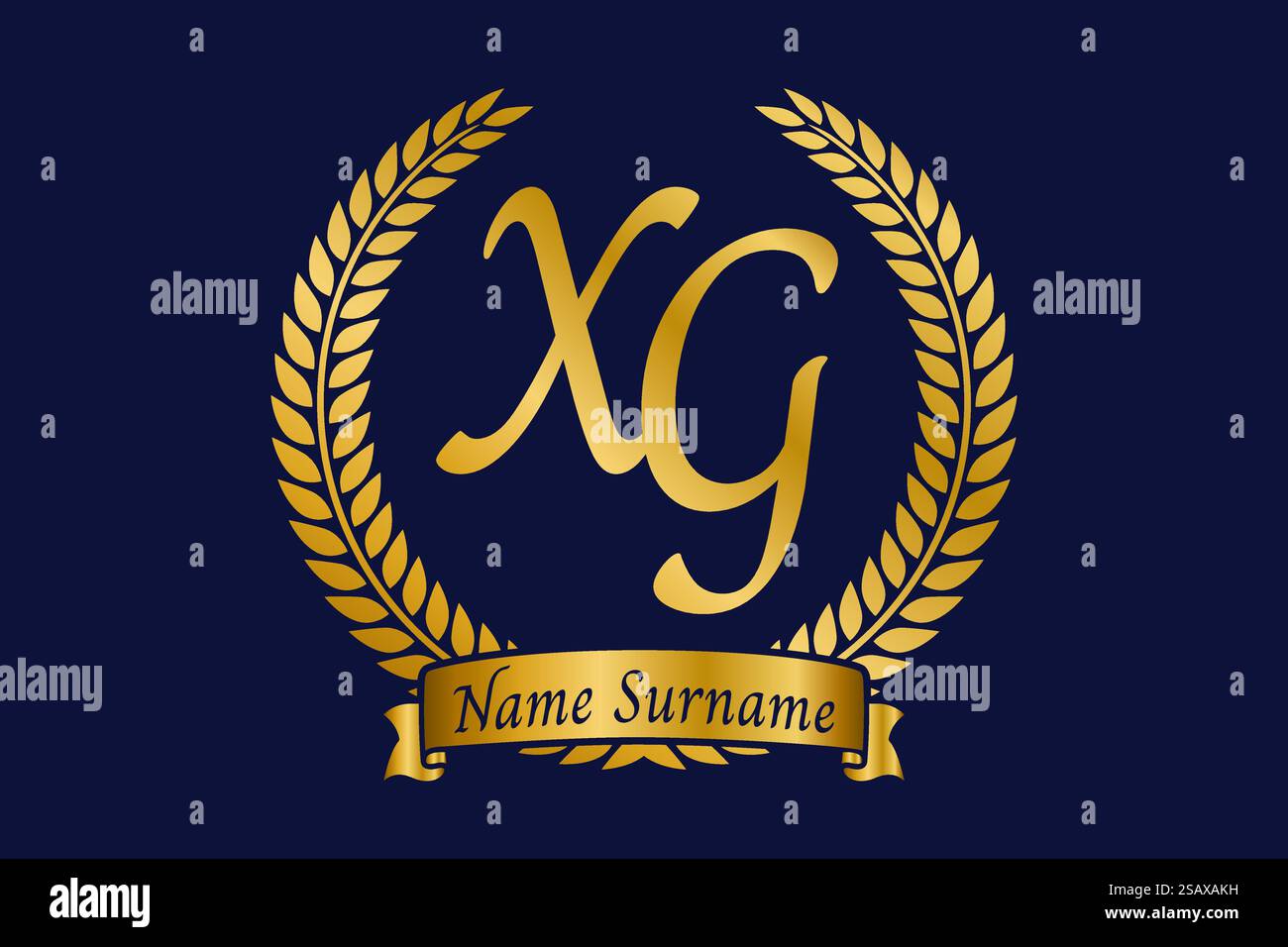 Initial letter X and G, XG monogram logo design with laurel wreath ...
