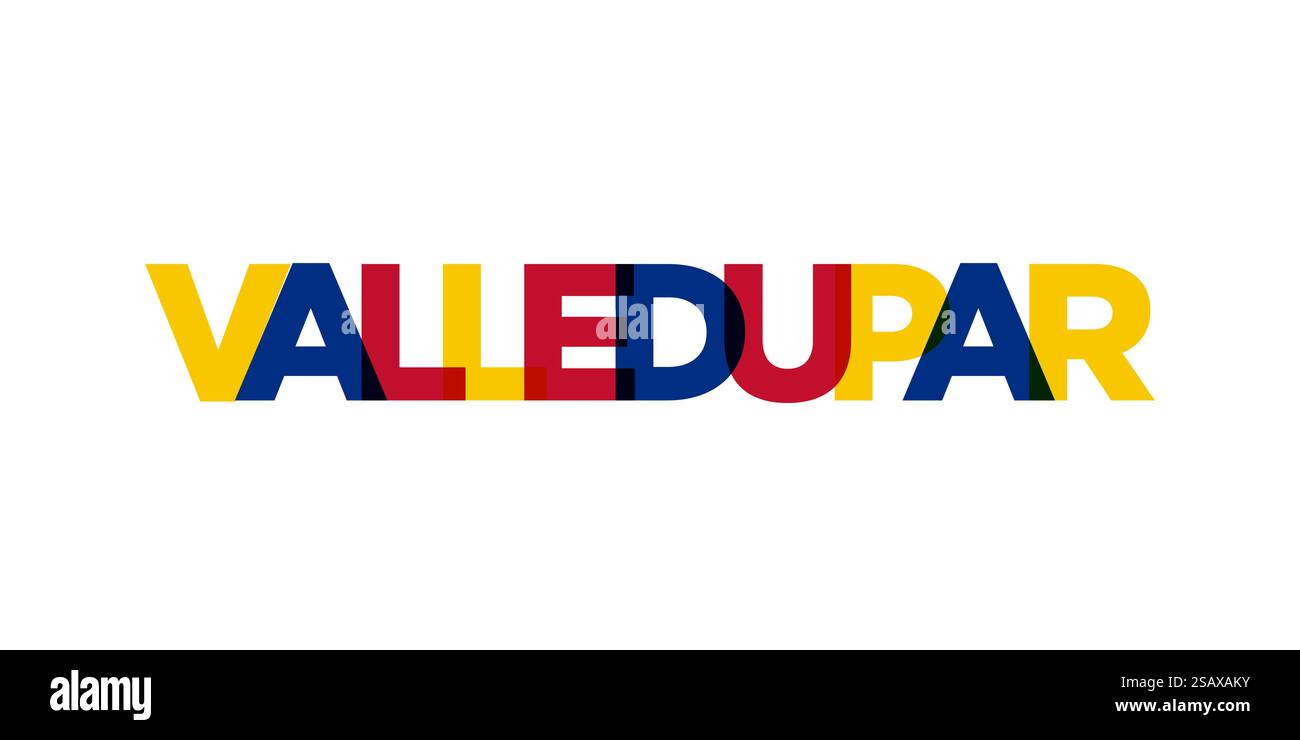 Valledupar in the Colombia emblem for print and web. Design features geometric style, vector ...