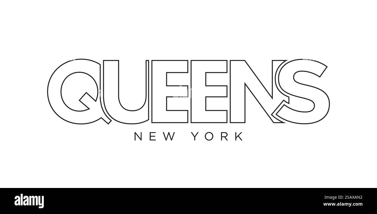 Queens, New York, USA typography slogan design. America logo with ...