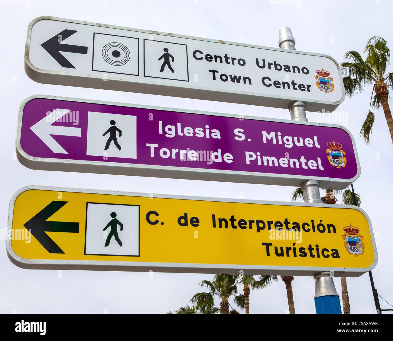 Benalmadena, Spain - April 26th 2024: Signposts showing the directions ...