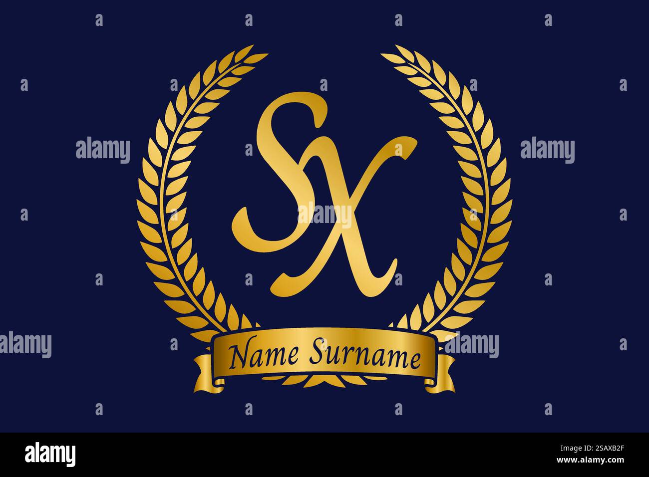 Initial letter S and X, SX monogram logo design with laurel wreath ...