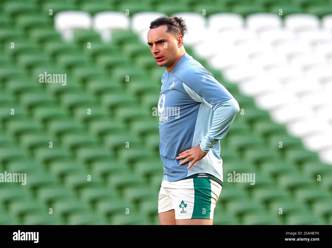Ireland's James Lowe during the captain's run at the Aviva Stadium in ...