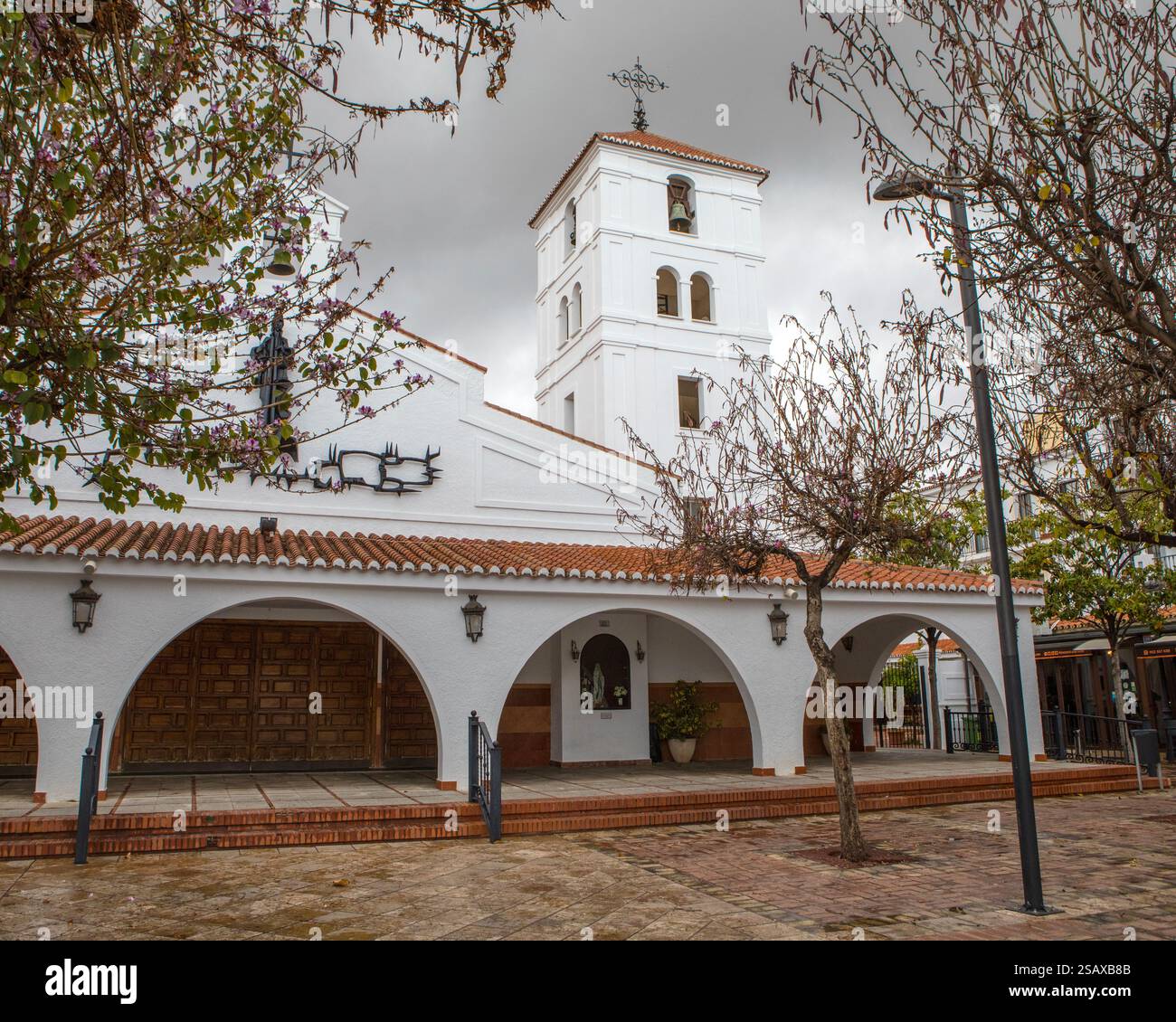 The exterior of Arroyo de la Miel church in the town of Benalmadena ...
