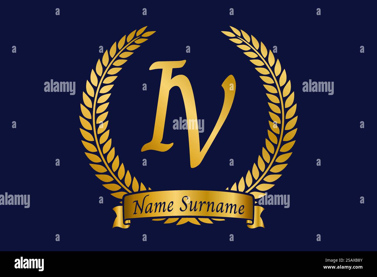 Initial letter I and V, IV monogram logo design with laurel wreath ...