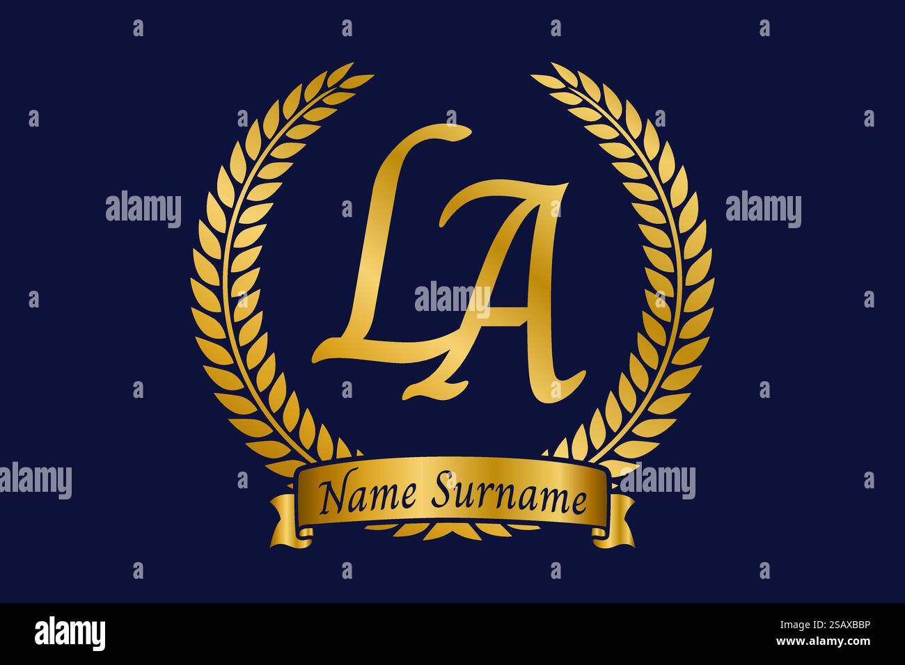 Initial letter L and A, LA monogram logo design with laurel wreath ...