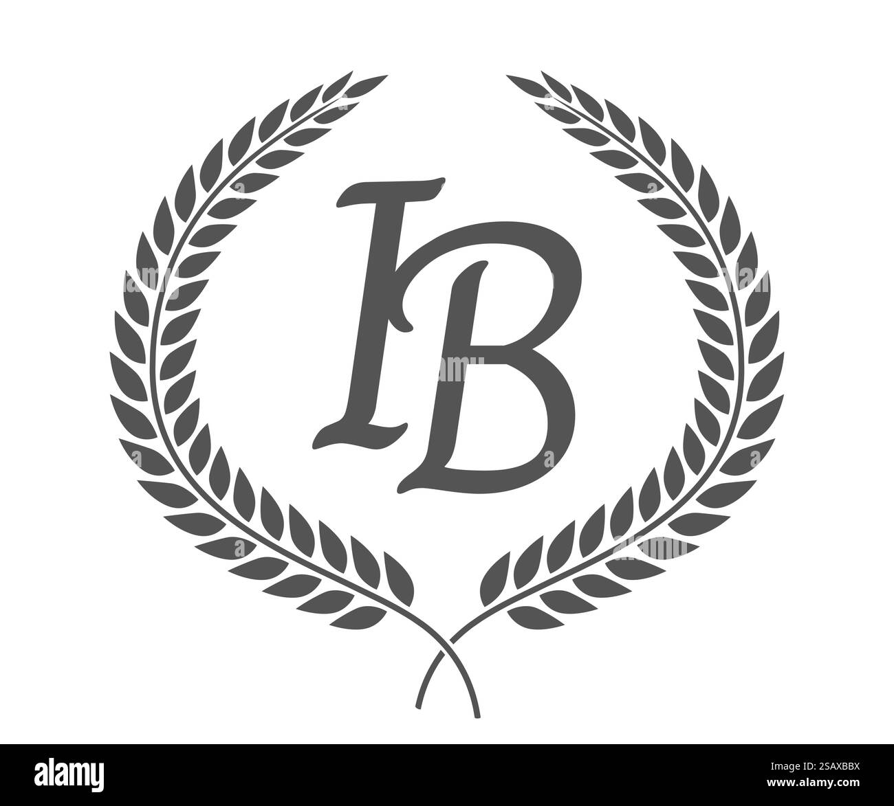Initial letter I and B, IB monogram logo design with laurel wreath ...