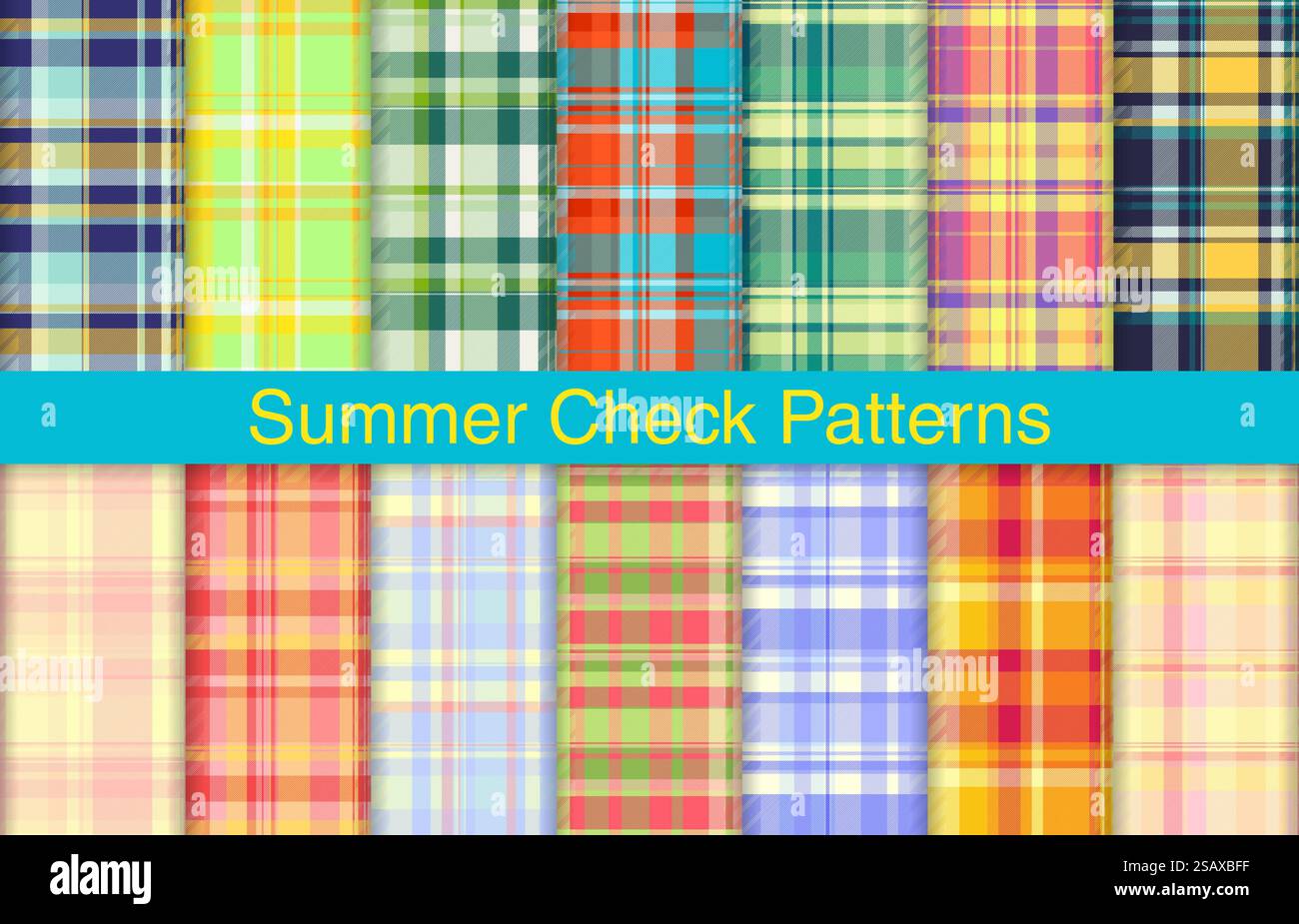 Summer plaid collection, textile design, checkered fabric pattern for ...