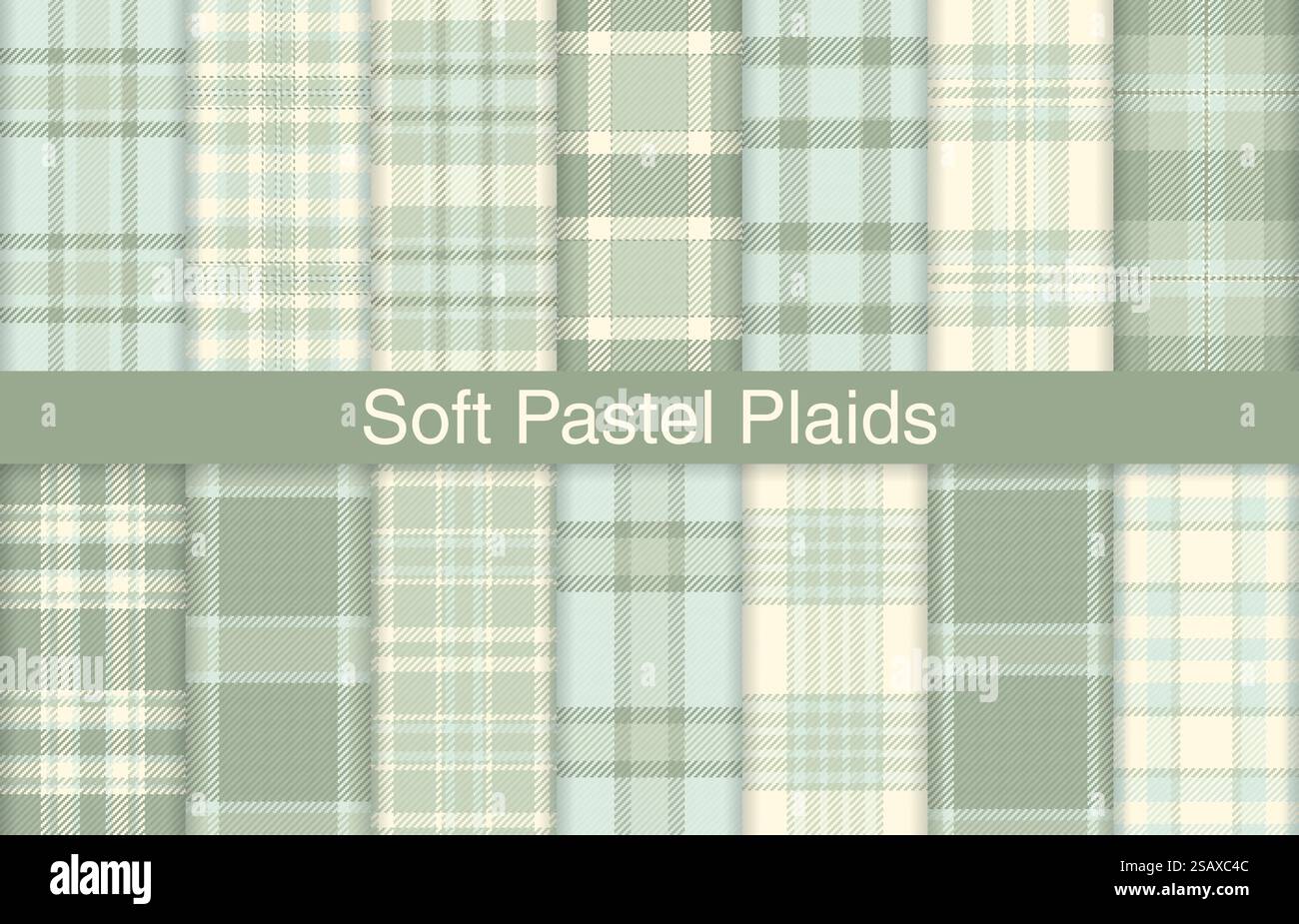 Soft pastel plaid collection, textile design, checkered fabric pattern ...