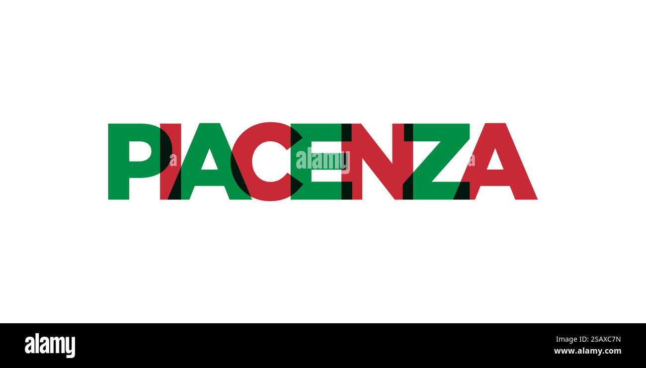 Piacenza in the Italia emblem for print and web. Design features geometric style, vector ...