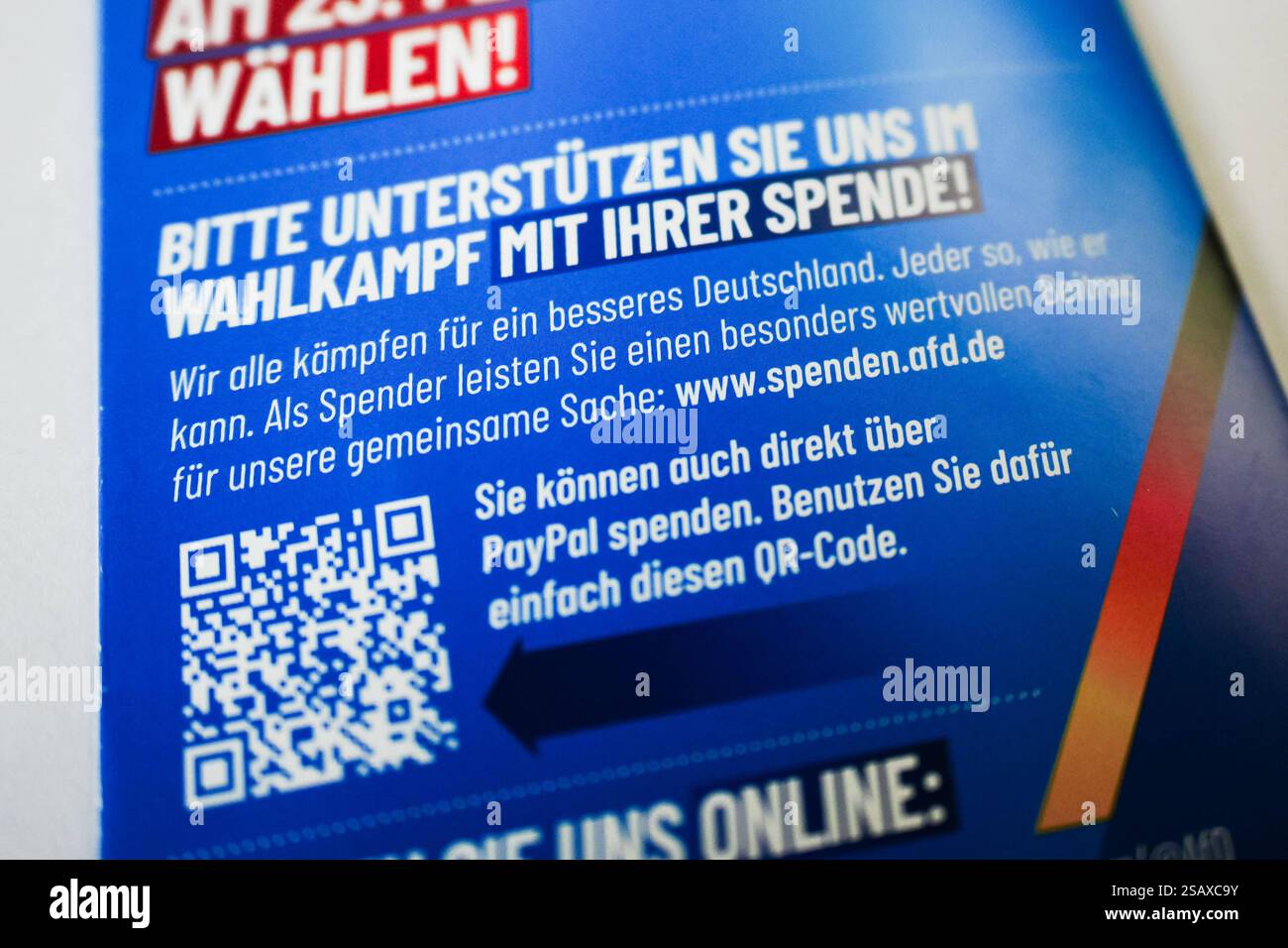 Ahrensburg Themenfoto: Wahlplakate, 31.01.2025 Spendenaufruf auf Flyer ...