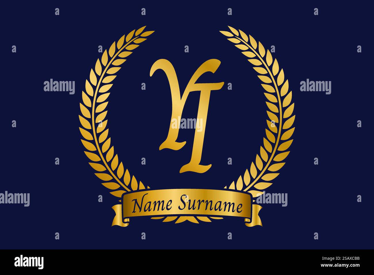 Initial letter Y and I, YI monogram logo design with laurel wreath ...