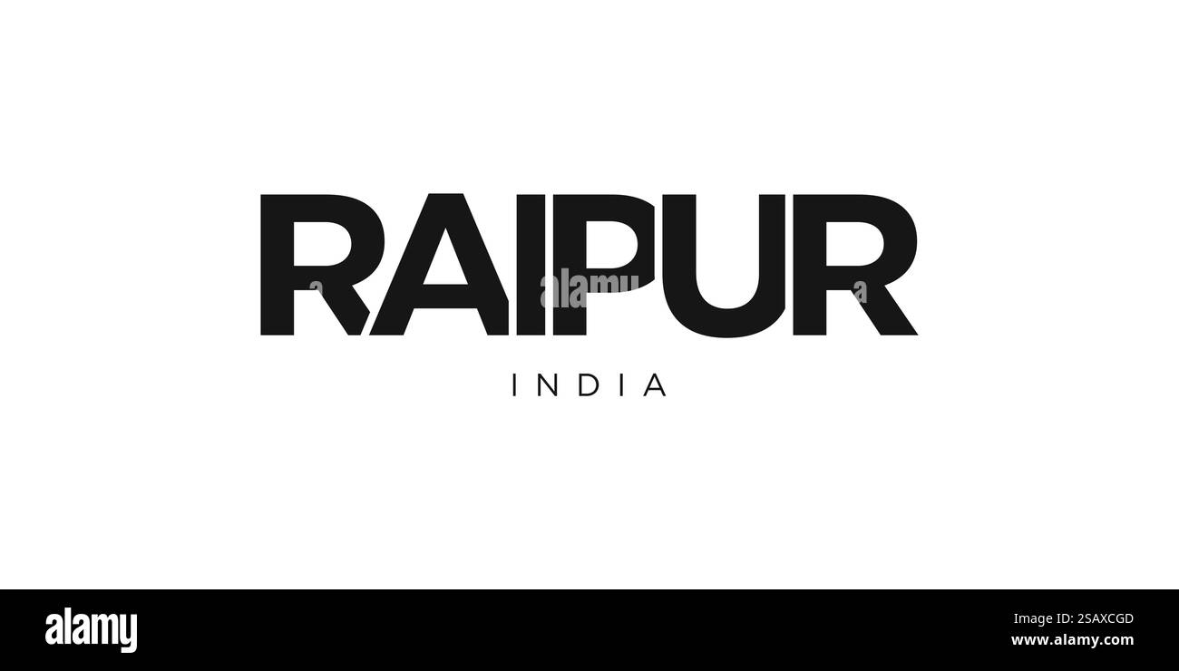 Raipur in the India emblem for print and web. Design features geometric ...