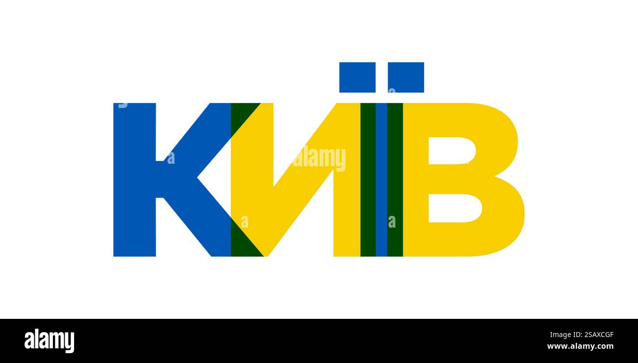 Kyiv in the Ukraine emblem for print and web. Design features geometric ...