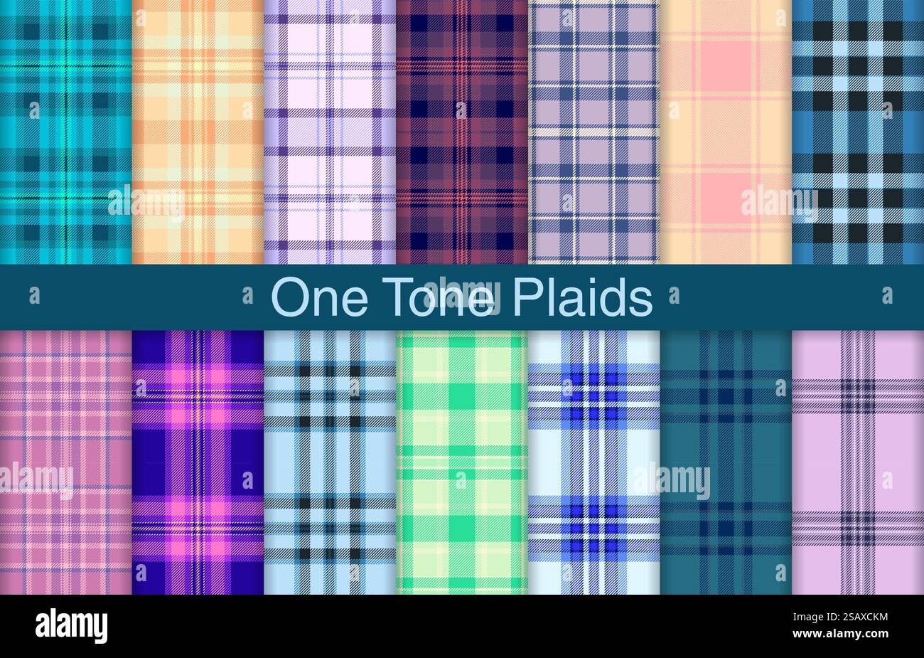 One tone plaid collection, textile design, checkered fabric pattern for ...