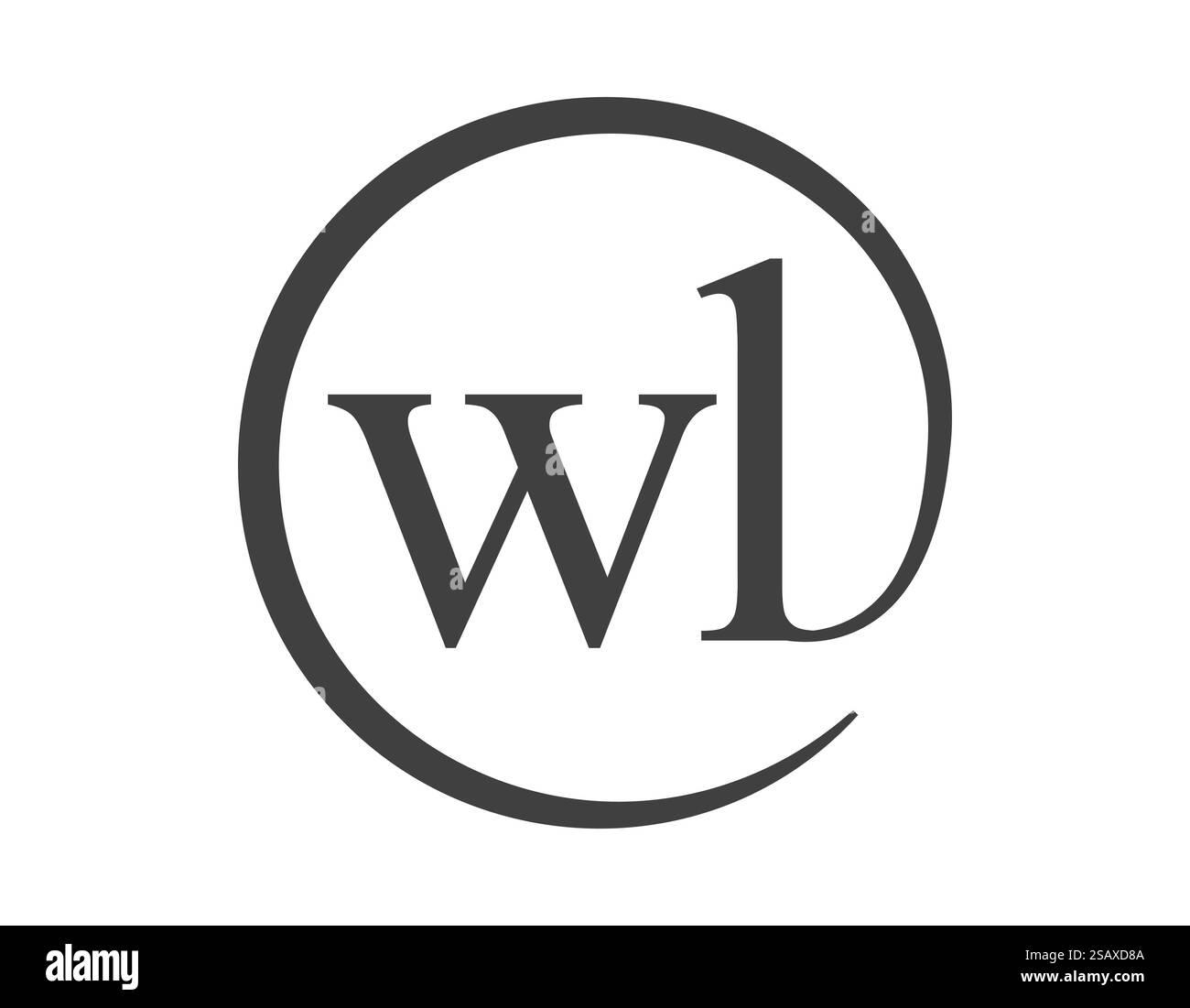 WL logo from two letter with circle shape email sign style. W and L ...