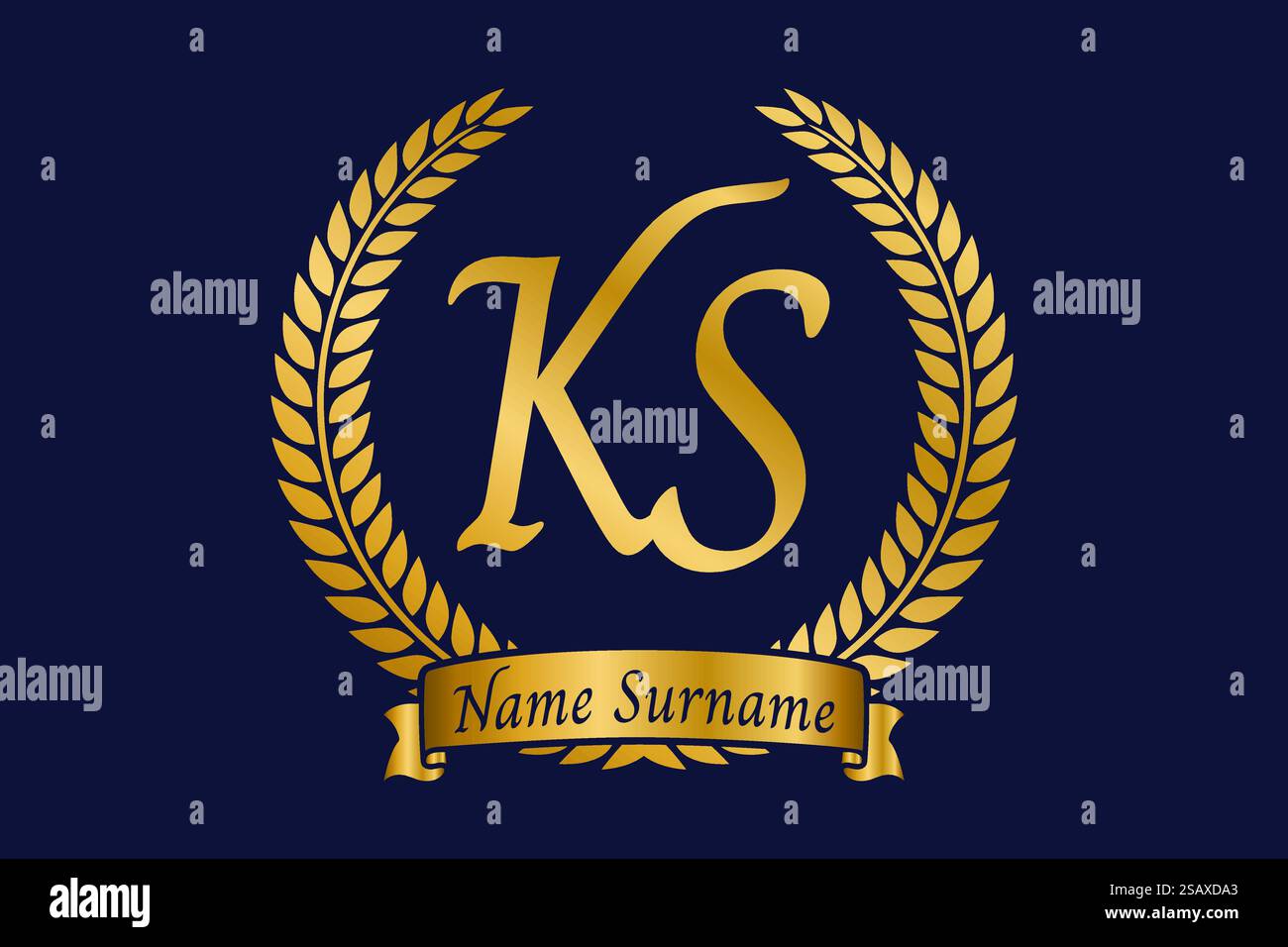 Initial letter K and S, KS monogram logo design with laurel wreath ...