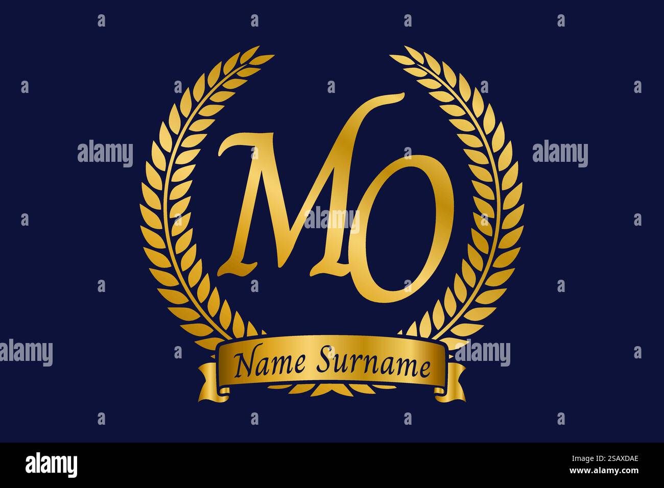 Initial letter M and O, MO monogram logo design with laurel wreath ...