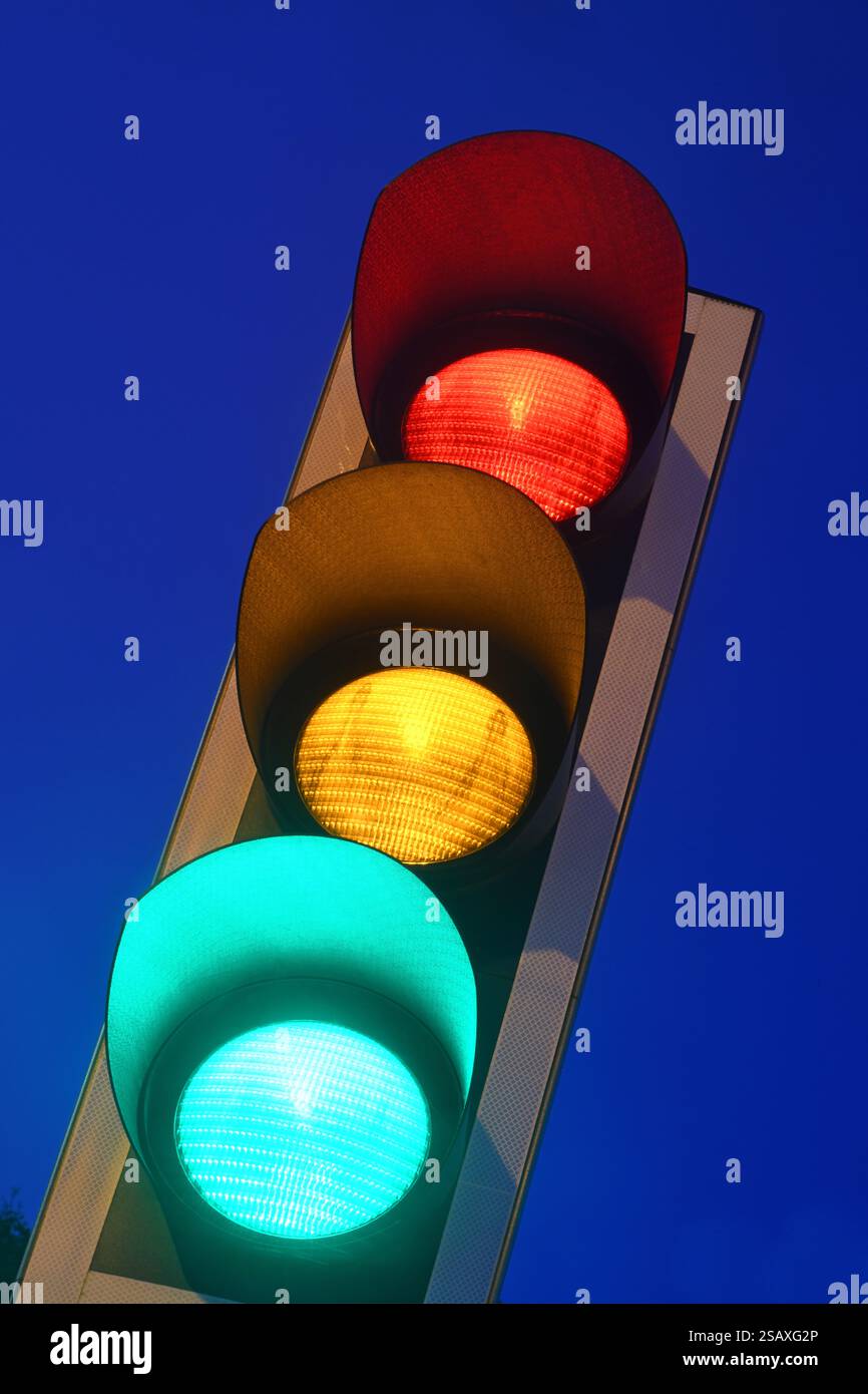 red amber green traffic light sequence at dusk united kingdom Stock ...