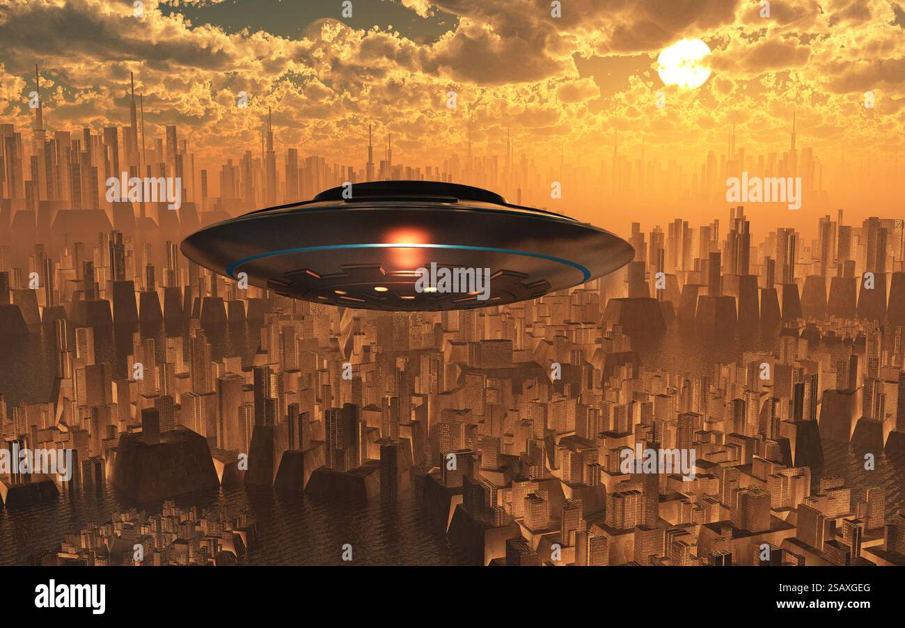 A UAP Flying Over A City Stock Photo - Alamy