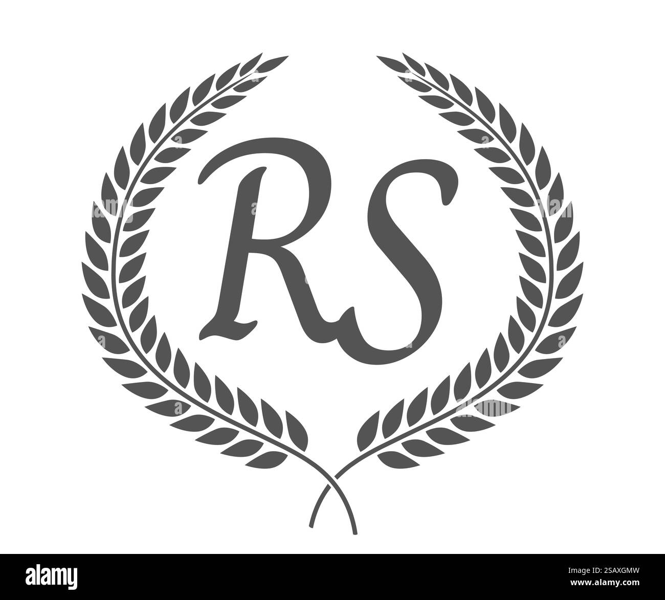 Initial letter R and S, RS monogram logo design with laurel wreath ...