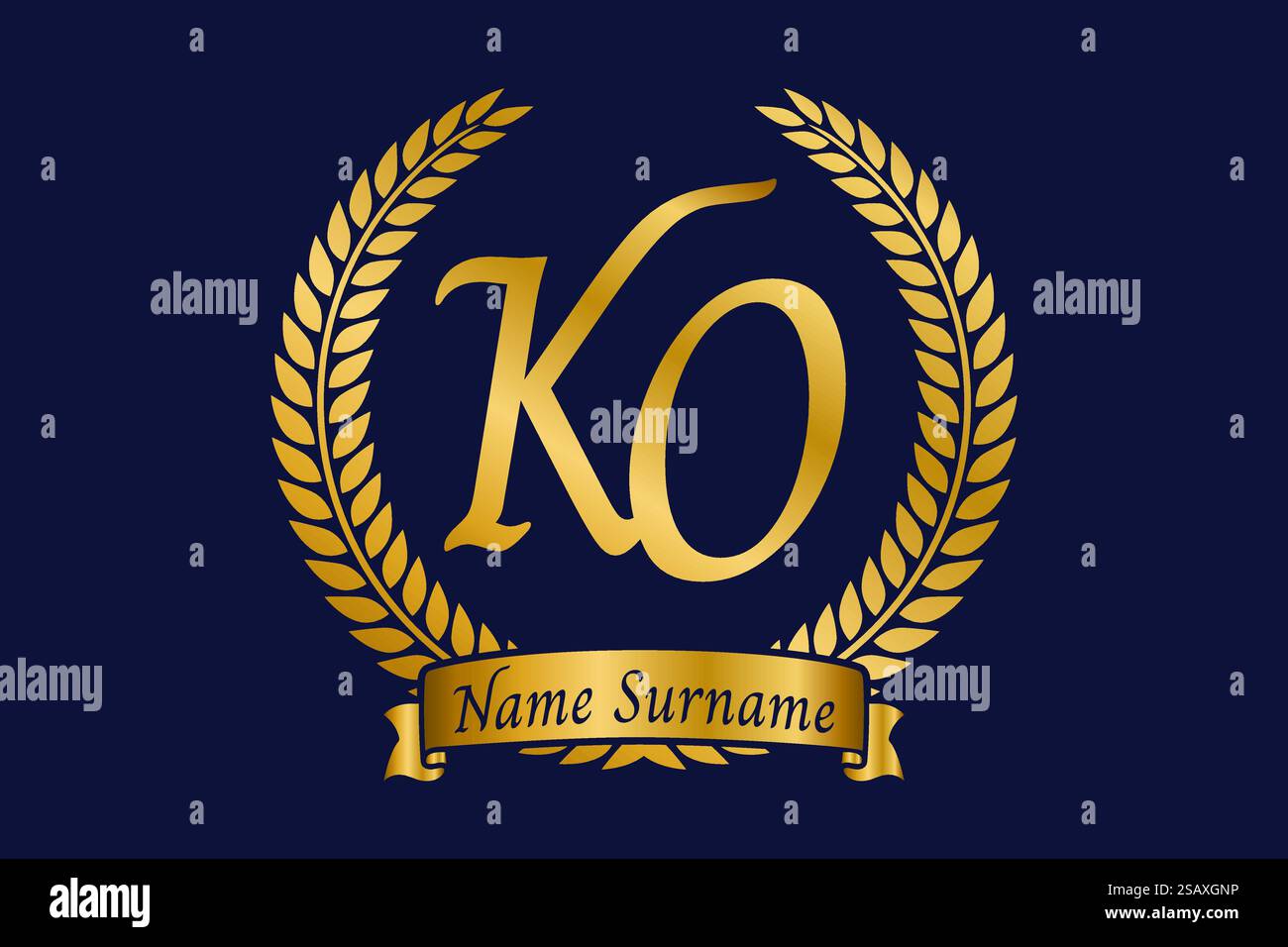 Initial letter K and O, KO monogram logo design with laurel wreath ...