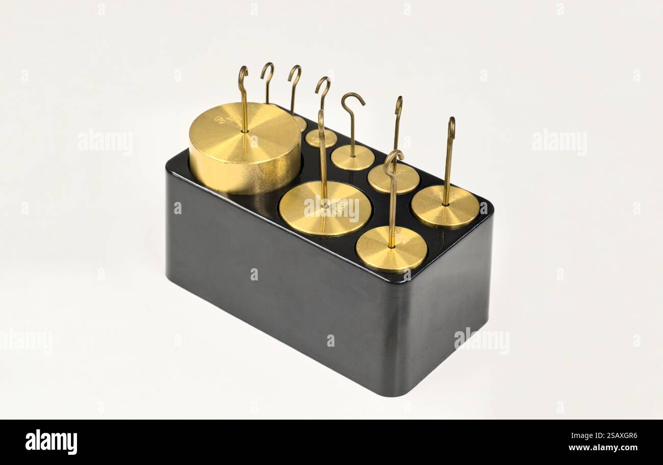 Brass hooked weights scientific laboratory measuring equipment tools in ...