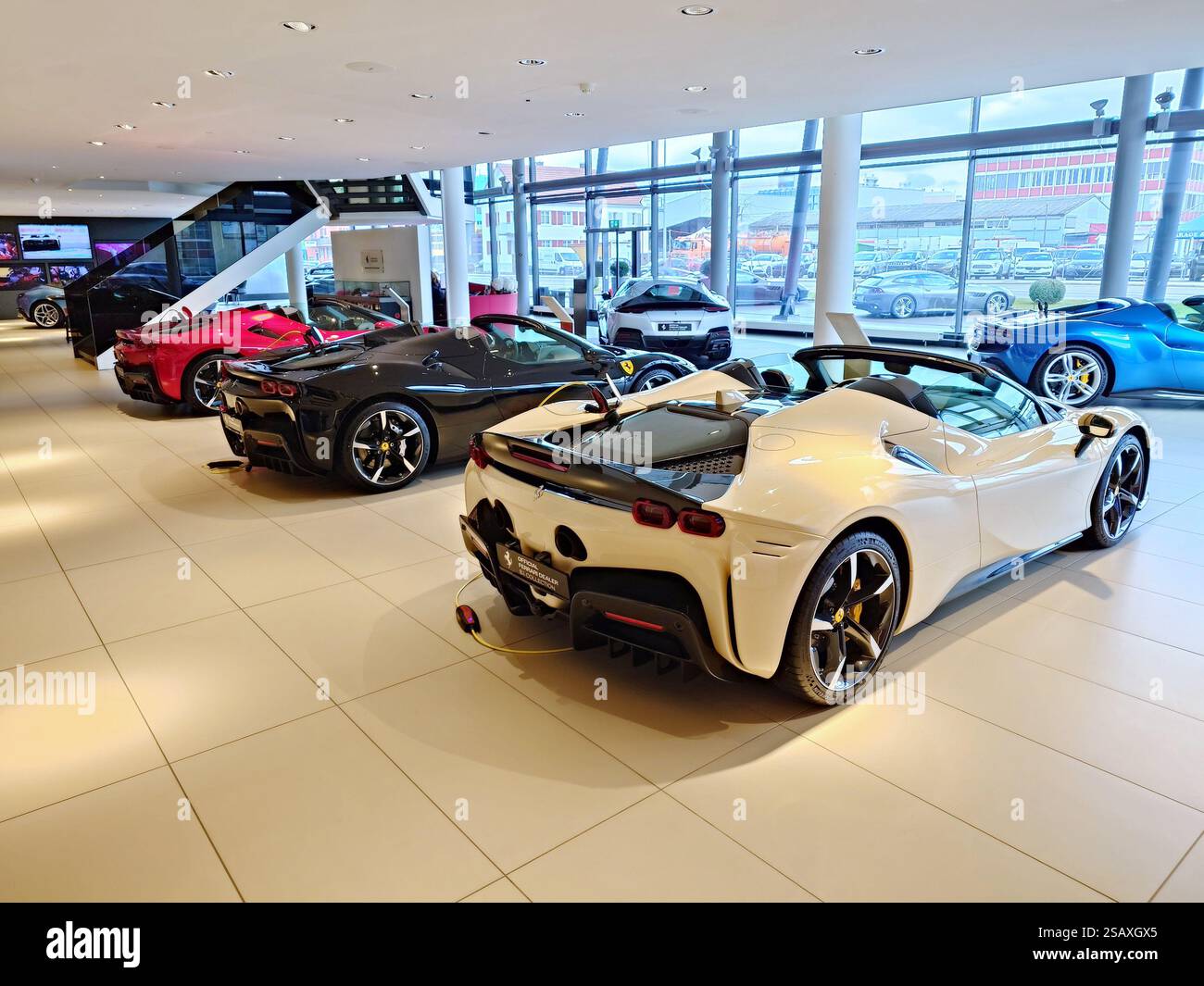 21-01-2025 Urdorf, canton Zurich, Switzerland. A trio of Ferrari SF 90 ...