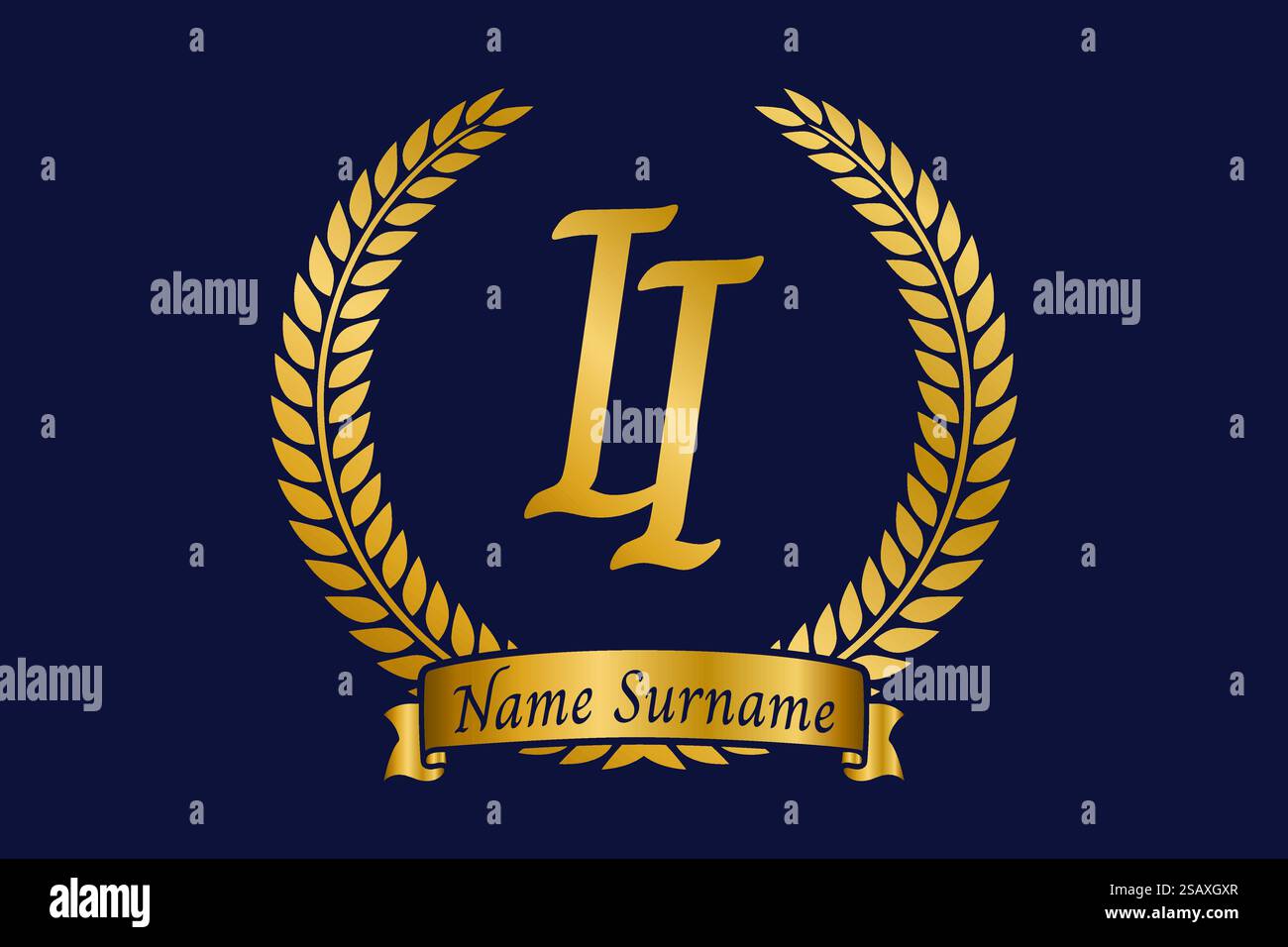 Initial letter I and I, II monogram logo design with laurel wreath ...