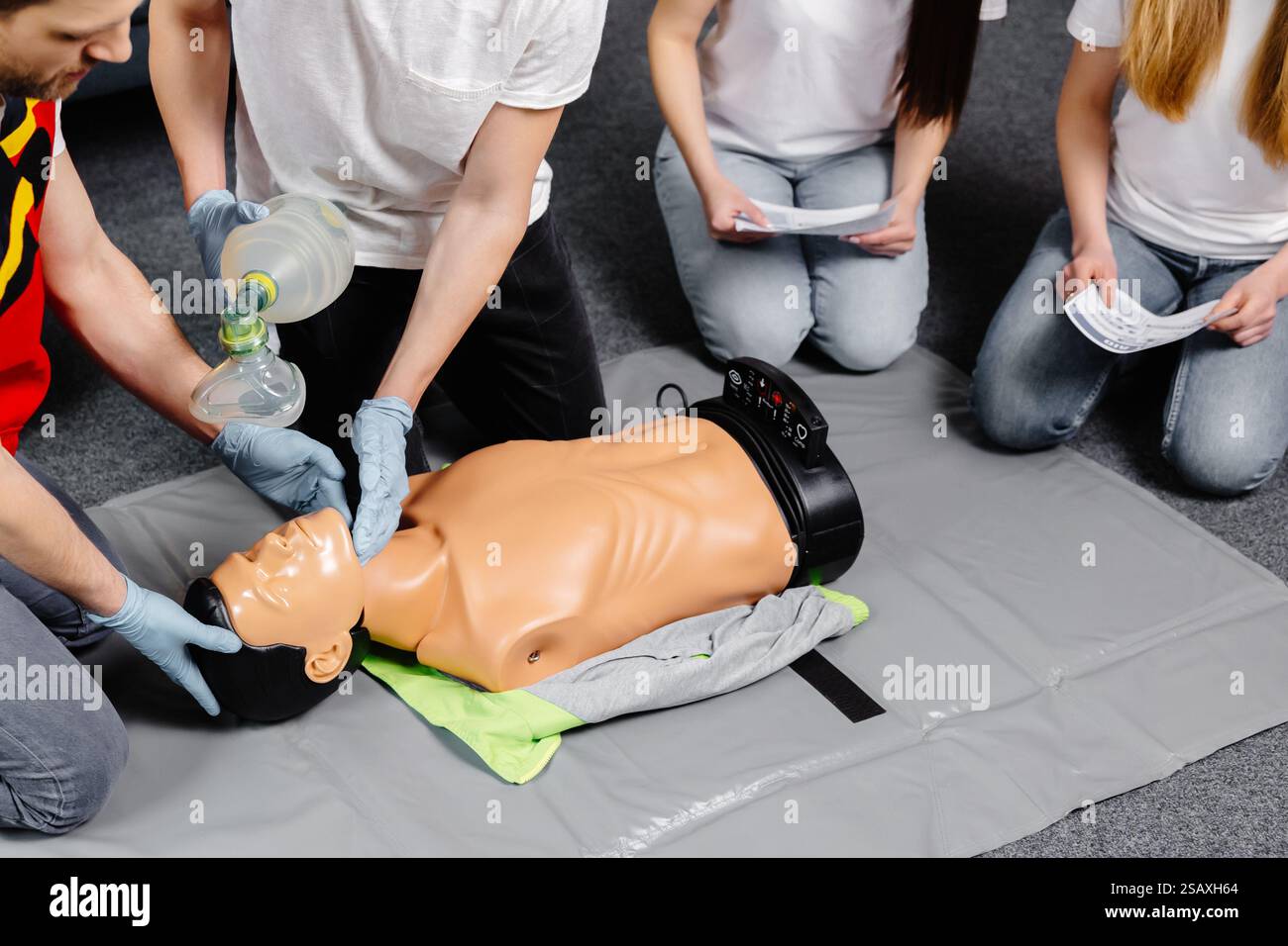 First Aid Training - Cardiopulmonary resuscitation. First aid course on ...