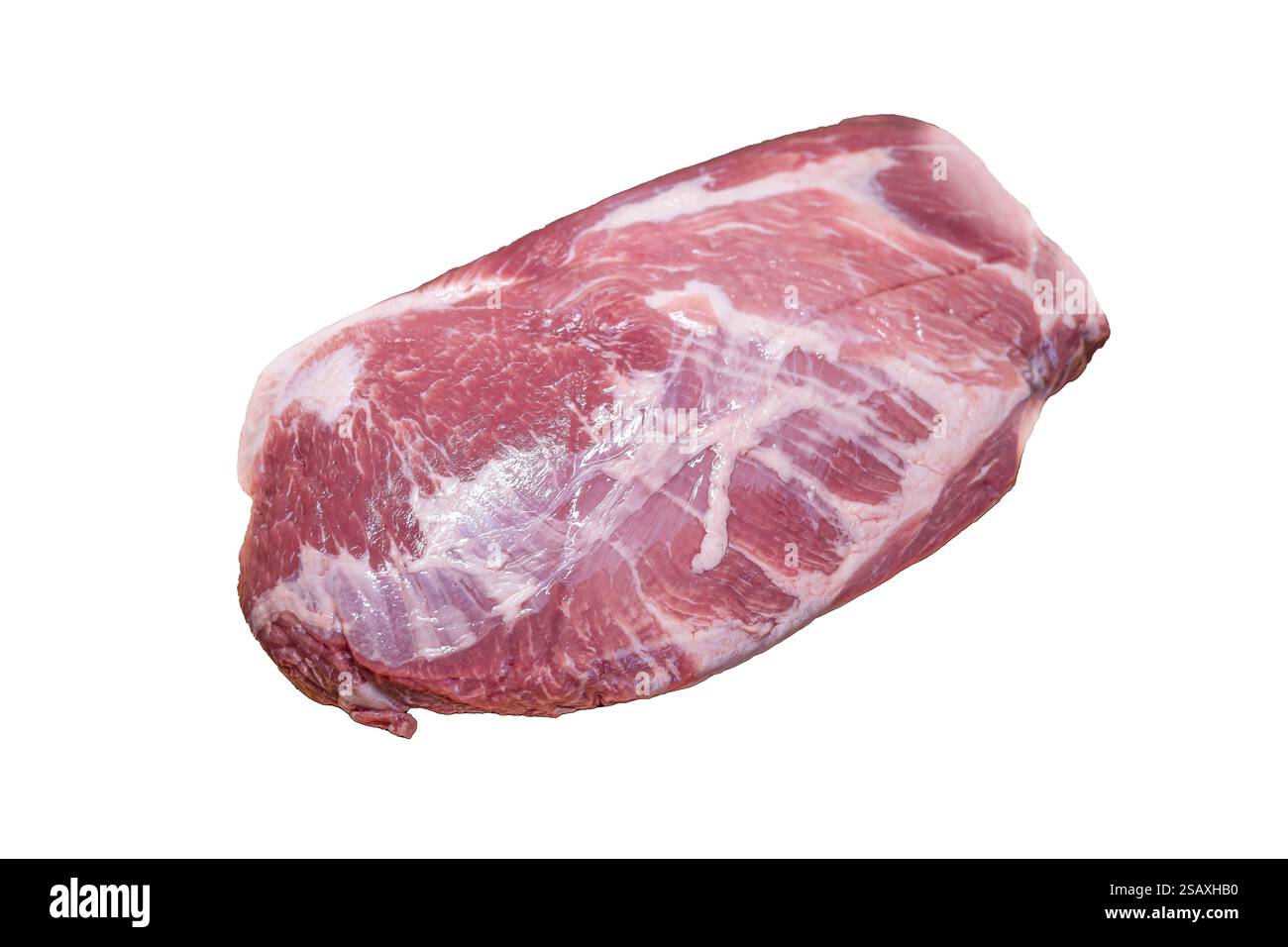 Raw, uncut fresh pork neck meat isolated on white, no people Stock ...