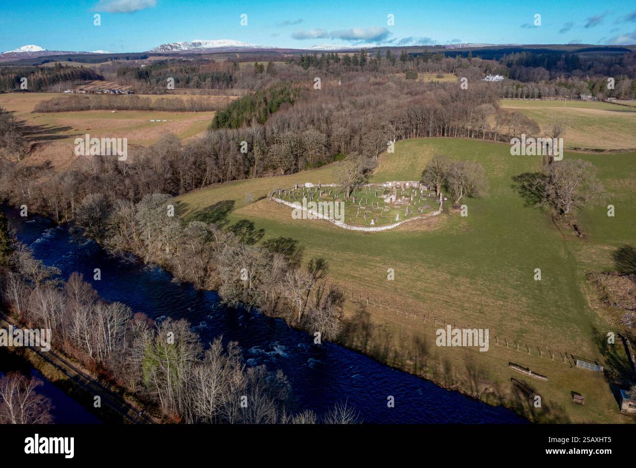 Aerial drone view of Old Kilmadock (St.Aedh’s) Church and Burial Ground ...
